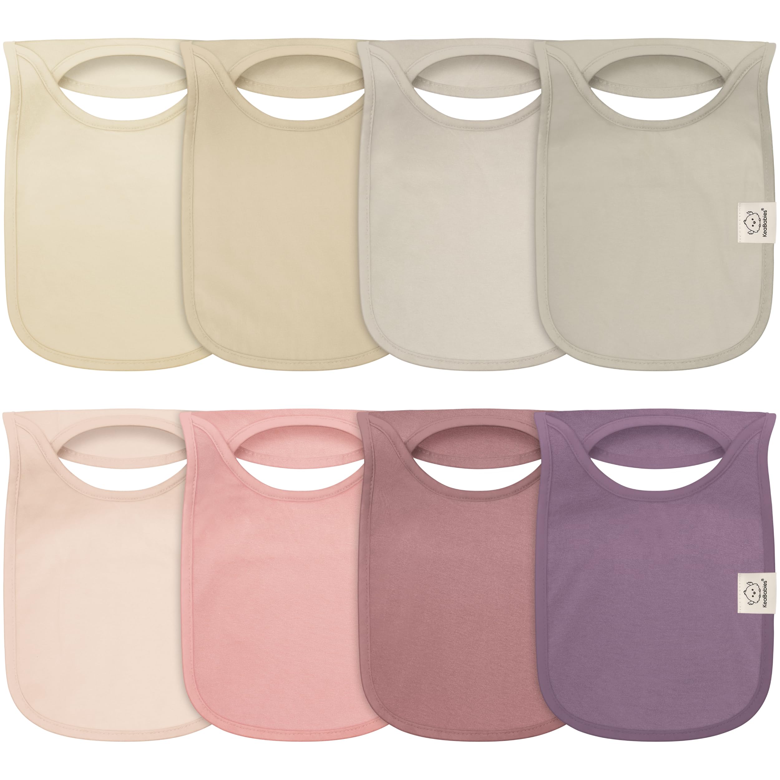 KeaBabies 8-Pack Baby Bibs for Boys, Girls - Pullover Bibs for Drooling Teething Baby Girl & Boy Toddler, Newborn, Soft & Absorbent, Cute Colors, Large Torso Coverage Keep Infant Clean & Dry (Dahlia)