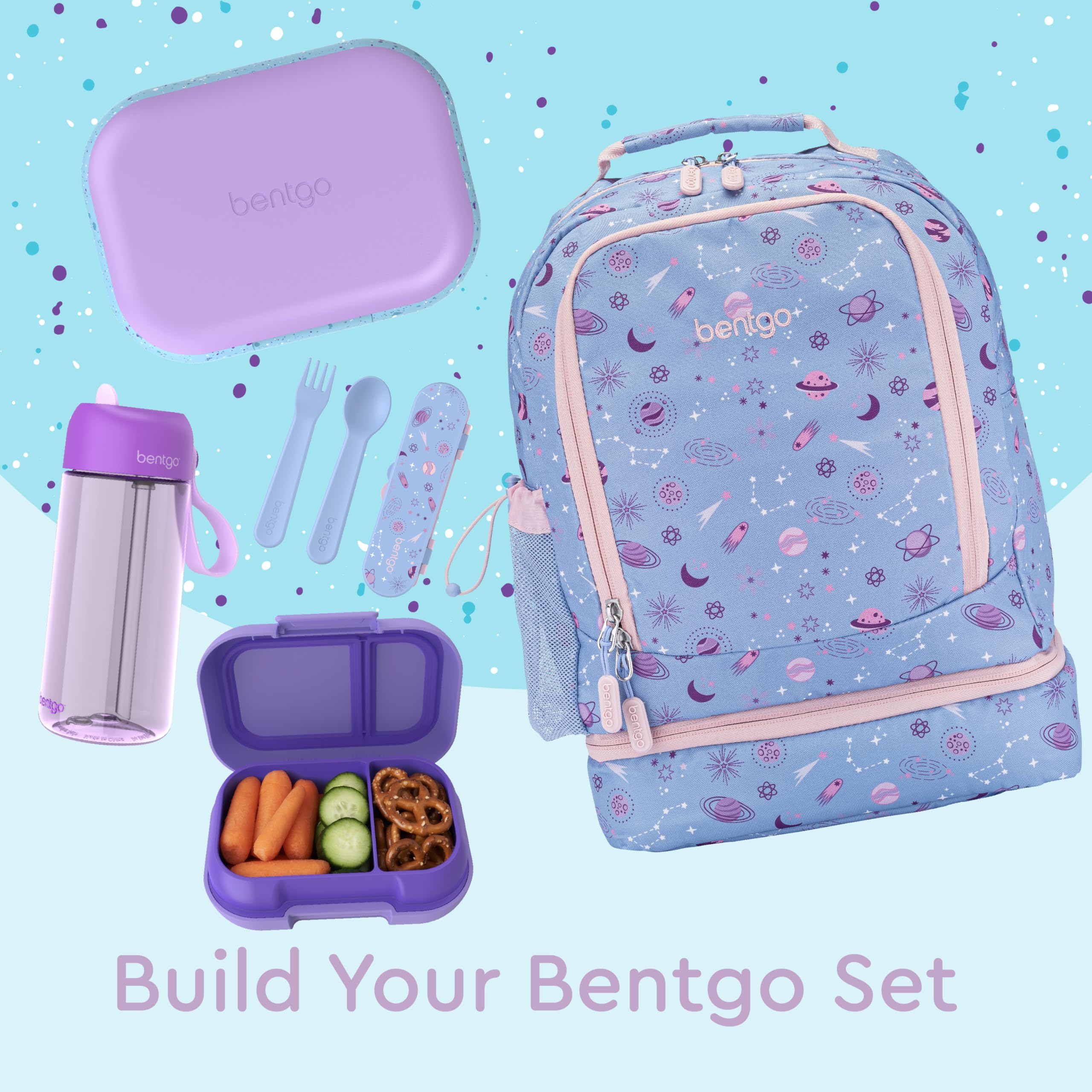 Bentgo Kids Chill Leak-Proof Lunch Box - Included Reusable Ice Pack Keeps Food Cold; 4-Compt. Bento Box; Microwave/Dishwasher Safe; 2 Year Manufacturer's Warranty (Confetti Edition - Vivid Orchid)