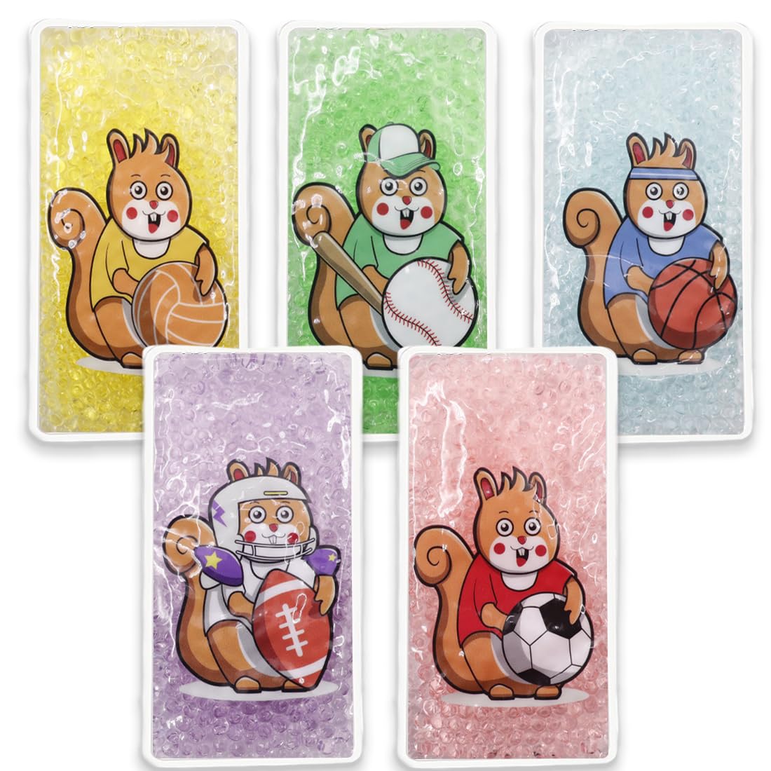 5 PCS Kids Hot Cold Ice Packs, ReusableIce Pack Boo Boo, Auxiliary Fever Reduction, Soft Colorful Sleeves, Wisdom Teeth, Baby Colic, Gas and Upset Stomach, Pain Relief, Fever, Headaches