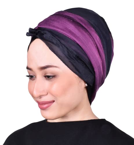 Silk Story Handmade Hijab Volumizer Cap Turban Under Scarf Bonnet Shawl Chemo Hair Head Cover Cotton, Black, Free Size