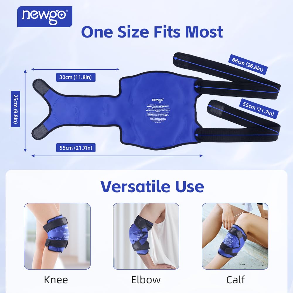 NEWGO Ice Pack for Knee Replacement Surgery, Reusable Gel Cold Pack Wrap Around Entire Knee Ice Pack Wrap for Injuries, Pain Relief, Meniscus Tear, ACL, Swelling