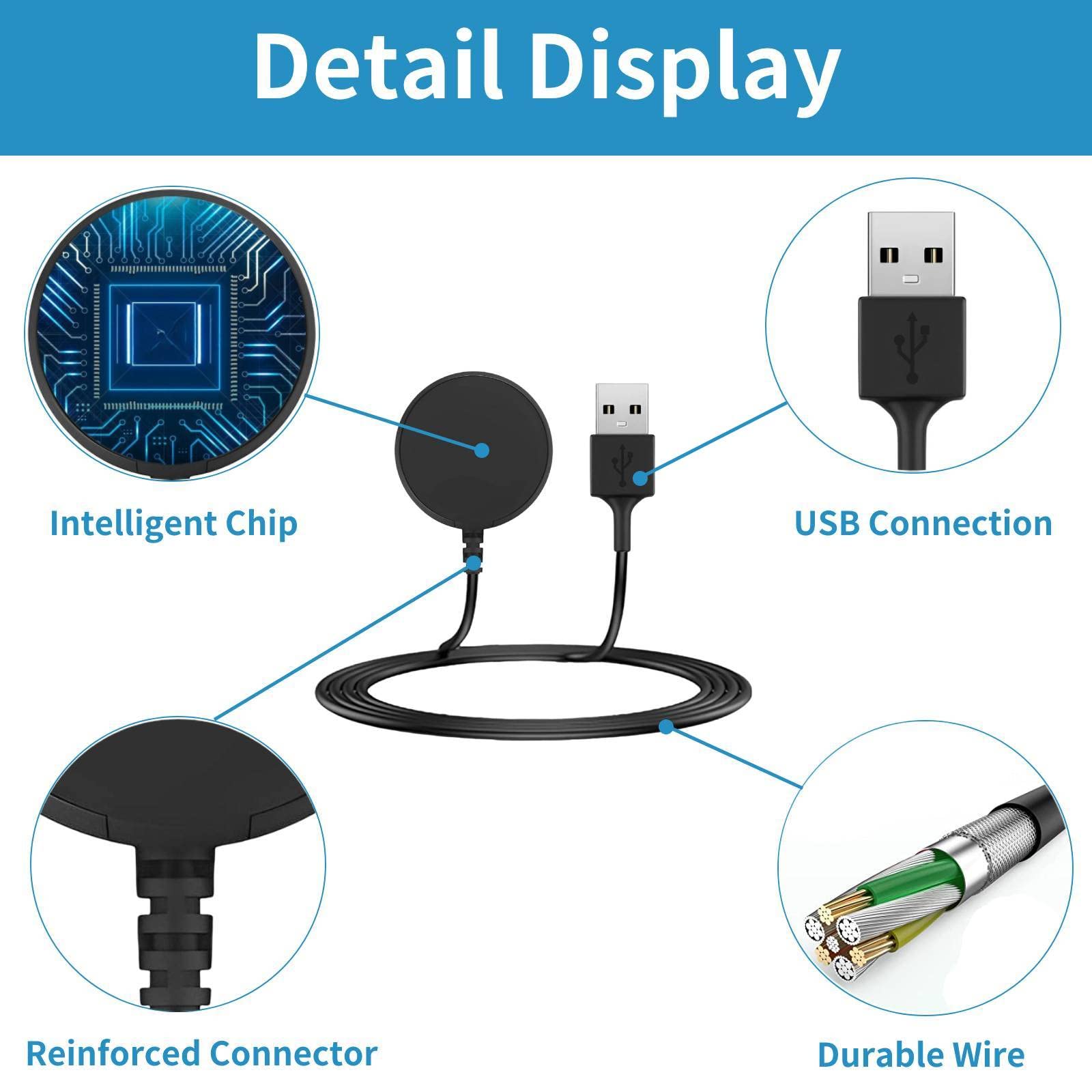 2 Pack Charger Compatible with Samsung Galaxy Watch 7/6/6 Classic/ 5/5 Pro/4/4 Classic/3/Active 2/Active Fast Charging, 3.3ft