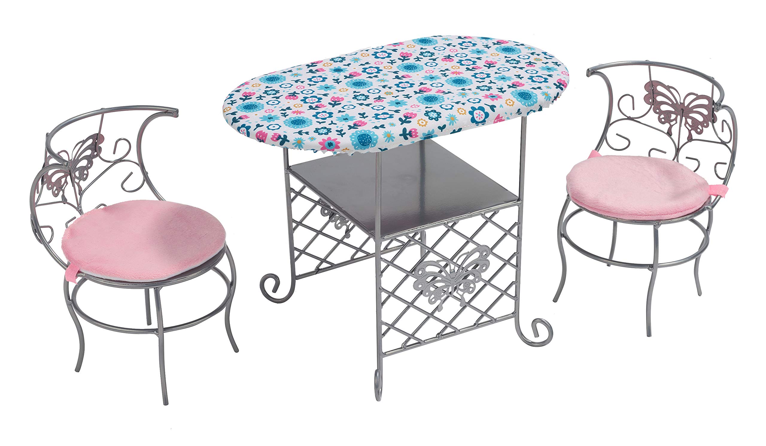Badger Basket Elegant Tea Time Metal Doll Table and Chair Set with Accessories for 18 to 20-Inch Dolls – Perfect for Playtime Tea Parties