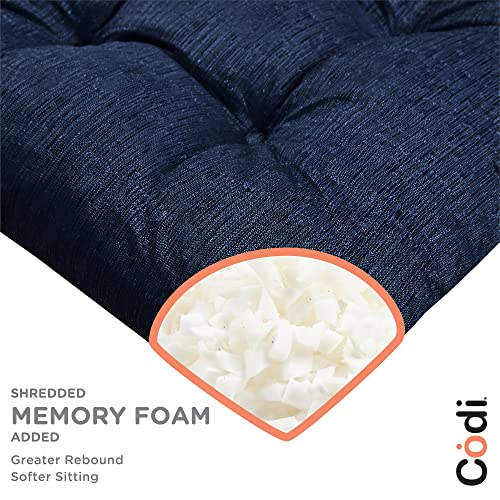 Codi Rocking Chair Cushion Outdoor, Rocker Cushions Water Resistant | Best for Porch Patio Chairs Replacement Pads | Two 17x17 Seat with Two 17x21 Back, Comfortable Memory Foam Add, Navy