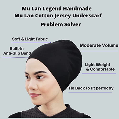 Silk Story Handmade Hijab Volumizer Cap Turban Under Scarf Bonnet Shawl Chemo Hair Head Cover Cotton, Black, Free Size