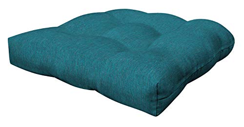 Honeycomb Outdoor Contoured Tufted Cushion Set, 19.5" W x 18.5" L, Textured Solid Teal Outdoor Chair Cushions