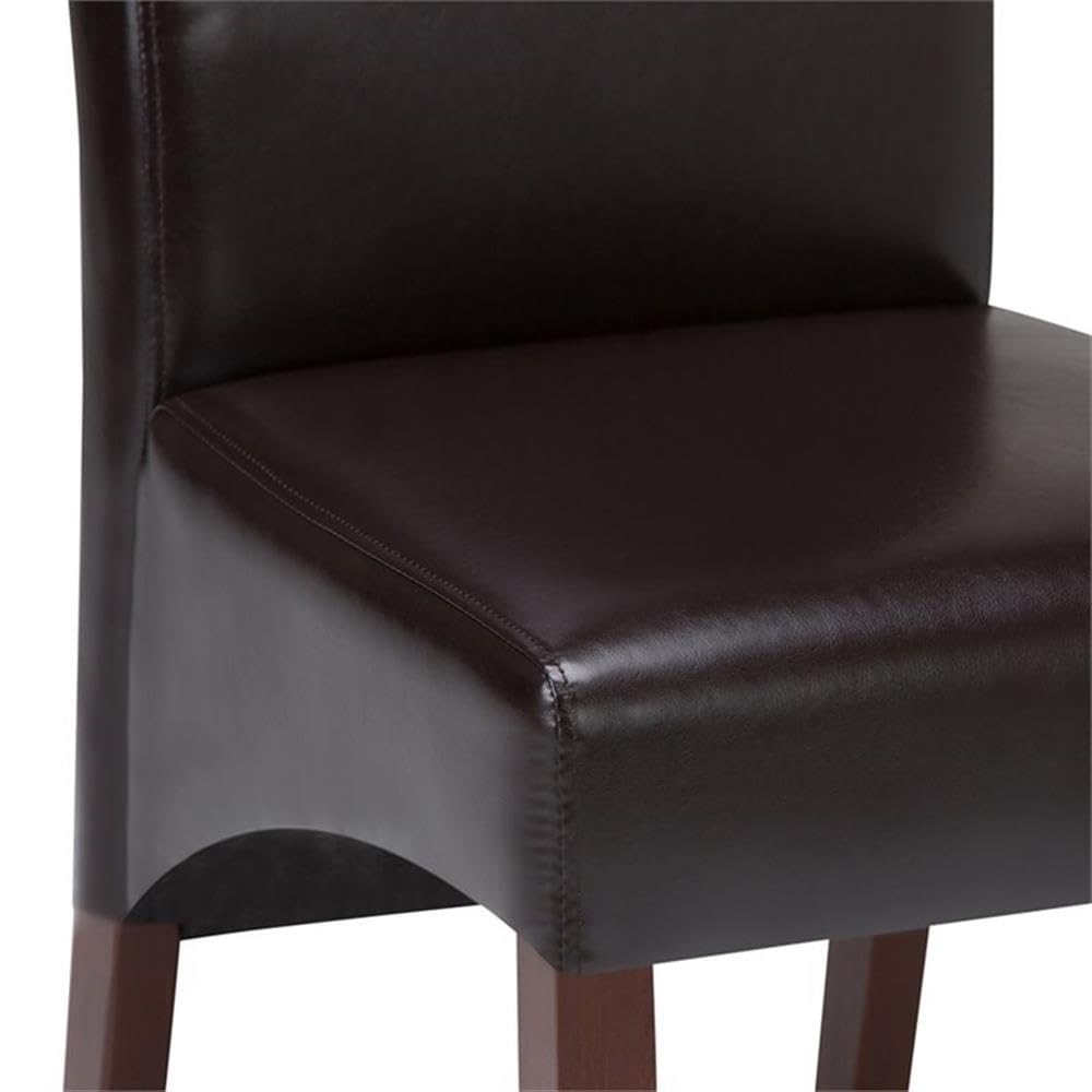 SIMPLIHOME Avalon Dining Chair Set in Tanners Brown, Solid Wood Frame, Vegan Leather Upholstery, Curved Design, Set of 2, 25.2 x 17.7 x 39.8 inches, for Dining Room