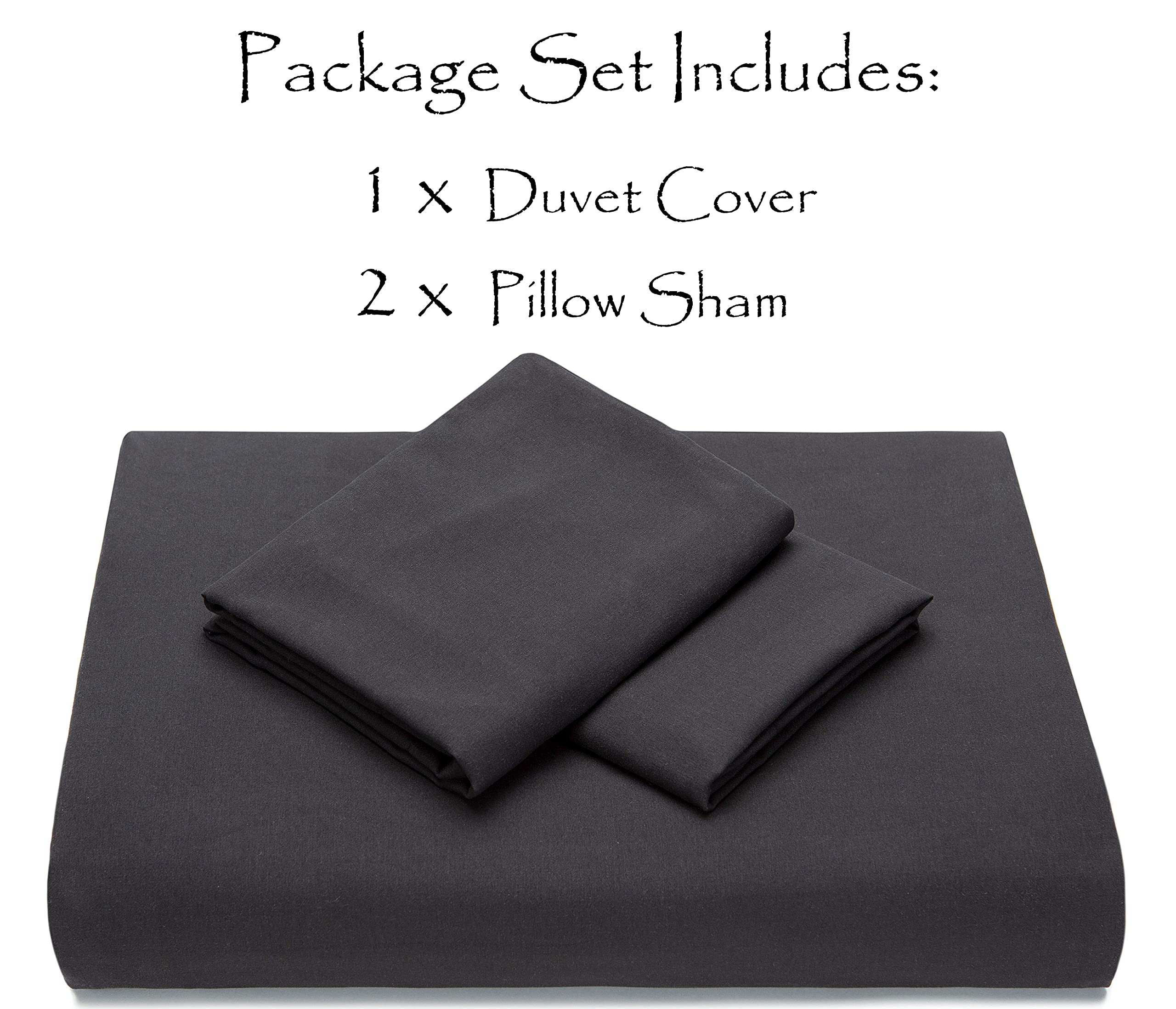 Chanasya Premium Solid Duvet Cover Set - Duvet Cover (104” x 90”) & 2 Pillow Shams (20” x 36”) - 3-Piece Set - Black, King Size