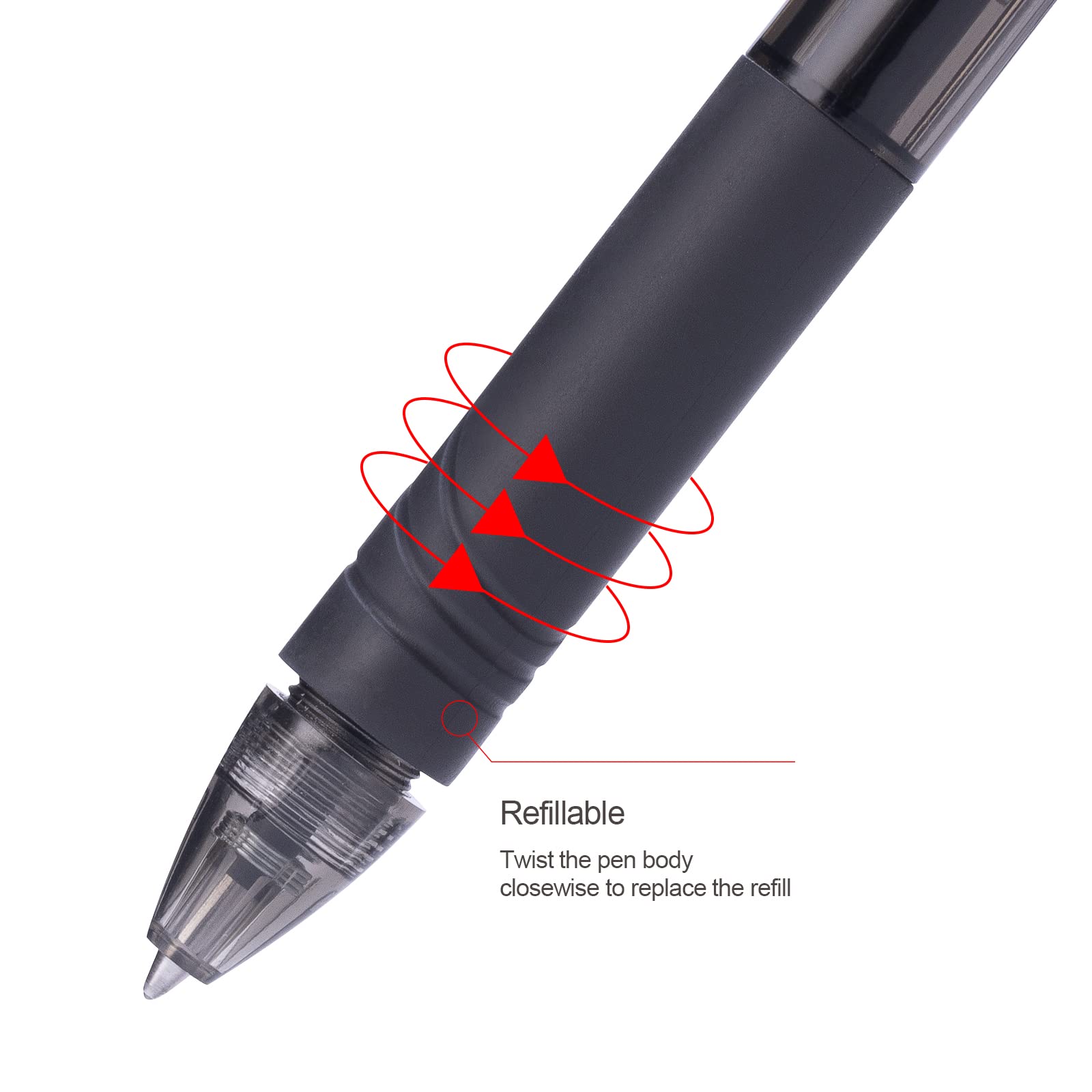 ParKoo Retractable Erasable Gel Pens Twist-Write, Fine Point 0.7 mm, Make Mistake Disappear, 12 Black Ink Pens for Drawing Writing Planners and Crossword Puzzles