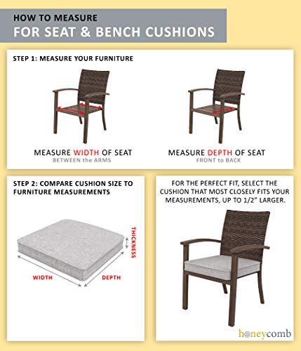 Honeycomb Outdoor Contoured Tufted Cushion Set, 19.5" W x 18.5" L, Textured Solid Teal Outdoor Chair Cushions