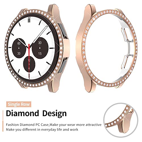 7pack Compatible for Samsung Galaxy Watch 4 Classic 46mm 42mm (2021) Diamond PC Plating Bumper Case Bling Crystal Diamonds Shiny Glitter Frame Hard Protective Cover (42mm(2021), 7pack)