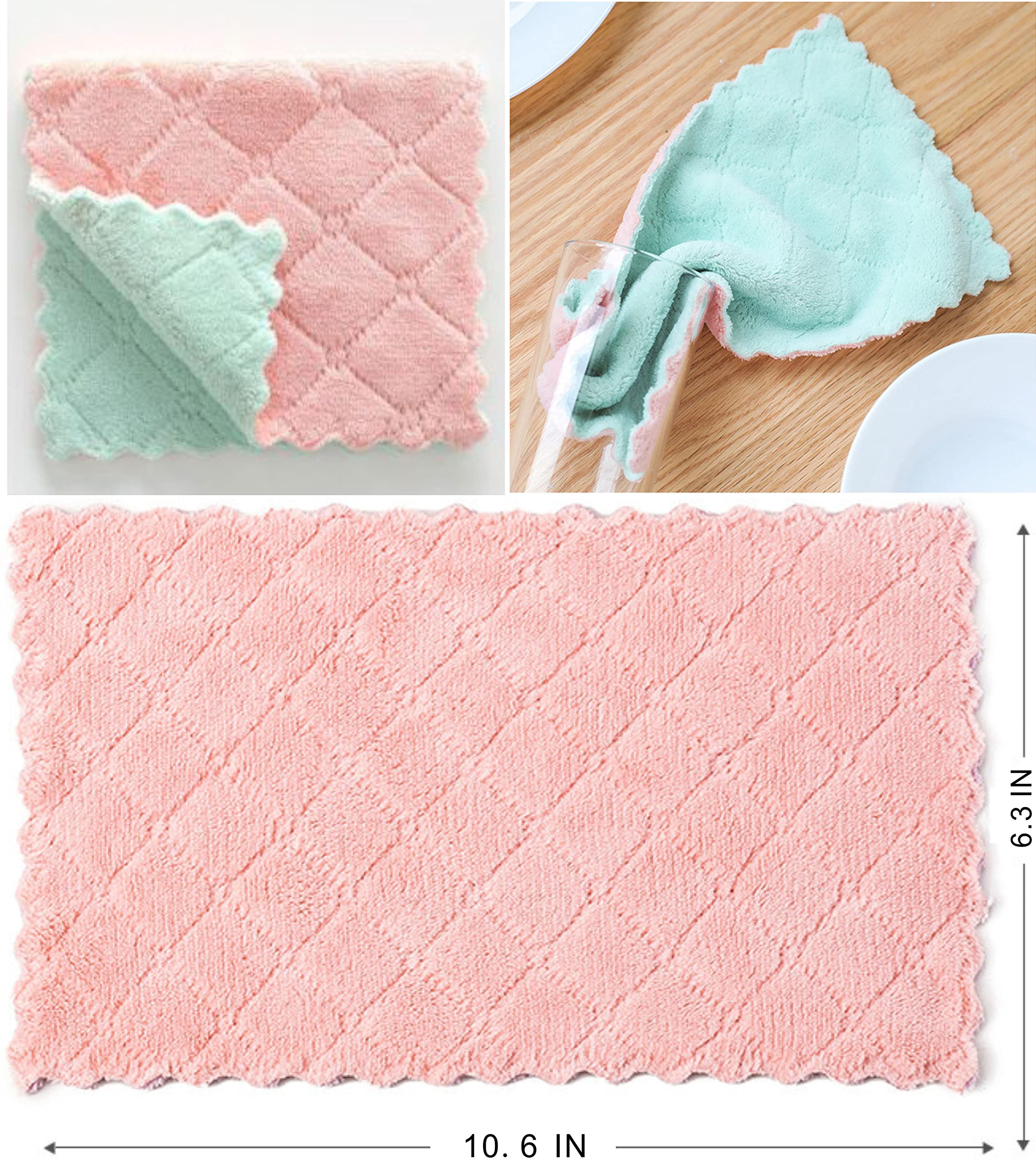 10 Pack Kitchen Cloth, Microfiber Dish Towels Washcloths, Super Absorbent Coral Velvet Dishtowels, Premium Cleaning Cloths,Non-Stick Oil Quick Dry Dish Towels, Soft Tea Towels, Table Cleaning Cloths.