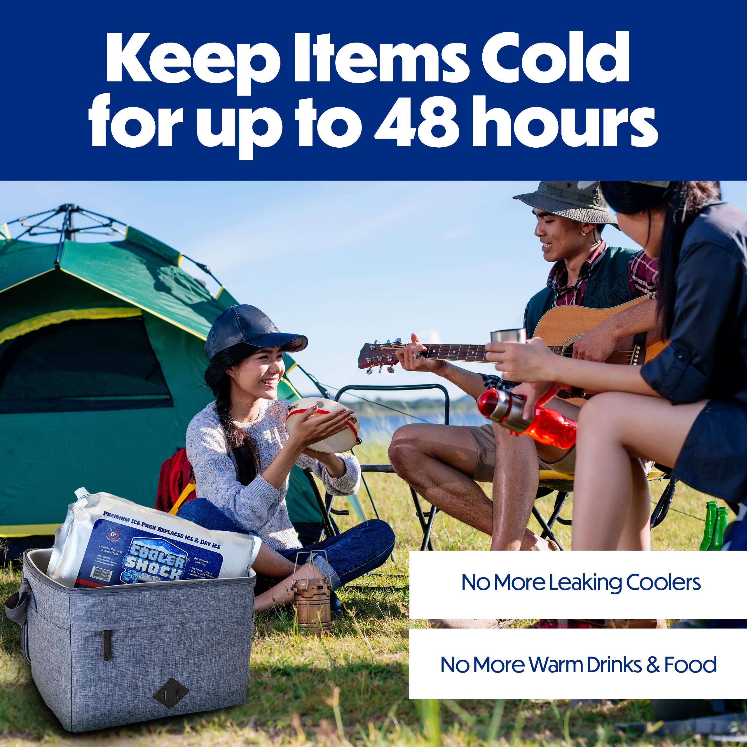 Cooler Shock Ice Packs for Cooler - Long Lasting Reusable Freezer Packs for Coolers - Cooler Ice Packs for Camping Gear, Fishing, Road Trips, Beach Must Haves, Large