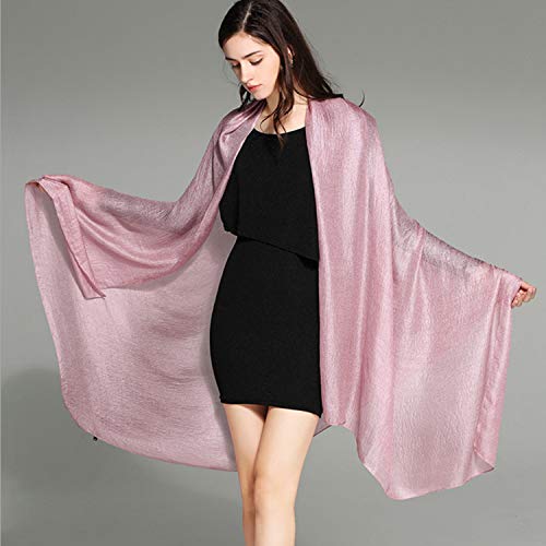 Bettli Womens Extra Large Scarf Shawl Wraps Pashminas Solid Soft Silky for Bridal Evening Wedding Party (pink)