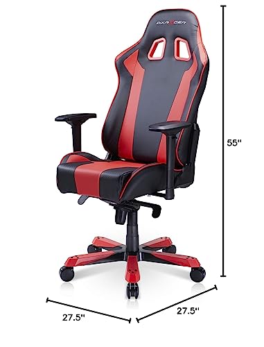 DXRacer OH/TS29 for Big & Tall, Ergonomic Home Office Armchair Comfortable Desk Recliner High Backrest Computer Seat | Height Swivel, 4D Armrest and Premium PU Leather, Max, Black and Red