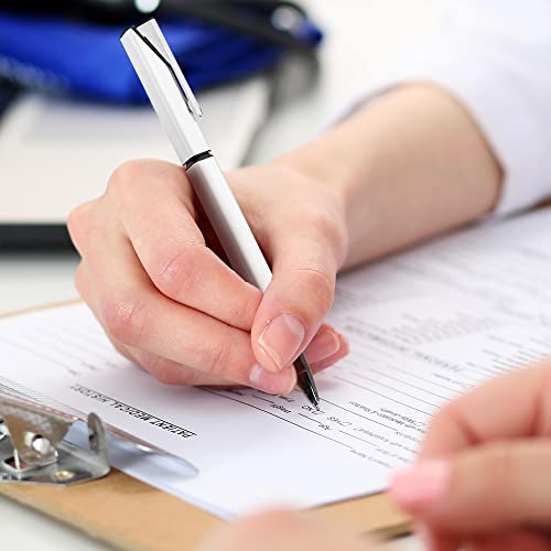 WELLDO Ballpoint Pen Black Square Gel Pens Metal Barrel with Anti-skid Clip, Fine Point 0.5mm EDC Pocket Pen for Office School Writing Studying