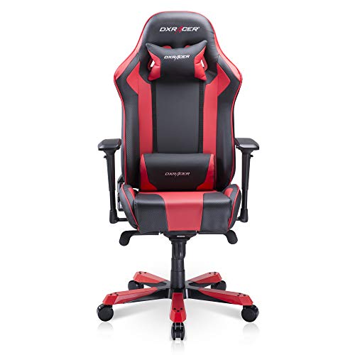 DXRacer OH/TS29 for Big & Tall, Ergonomic Home Office Armchair Comfortable Desk Recliner High Backrest Computer Seat | Height Swivel, 4D Armrest and Premium PU Leather, Max, Black and Red