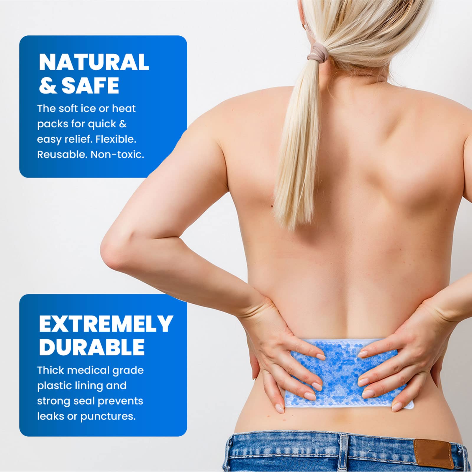 Gel Ice Packs for Injuries Reusable - (2 Packs), Hot and Cold Packs for Therapy for Swelling, Bruises, Surgery, Pain Relief, Ice Pack for Shoulder, Knee, Back, Ankle, Neck, Hip, Wisdom Tooth
