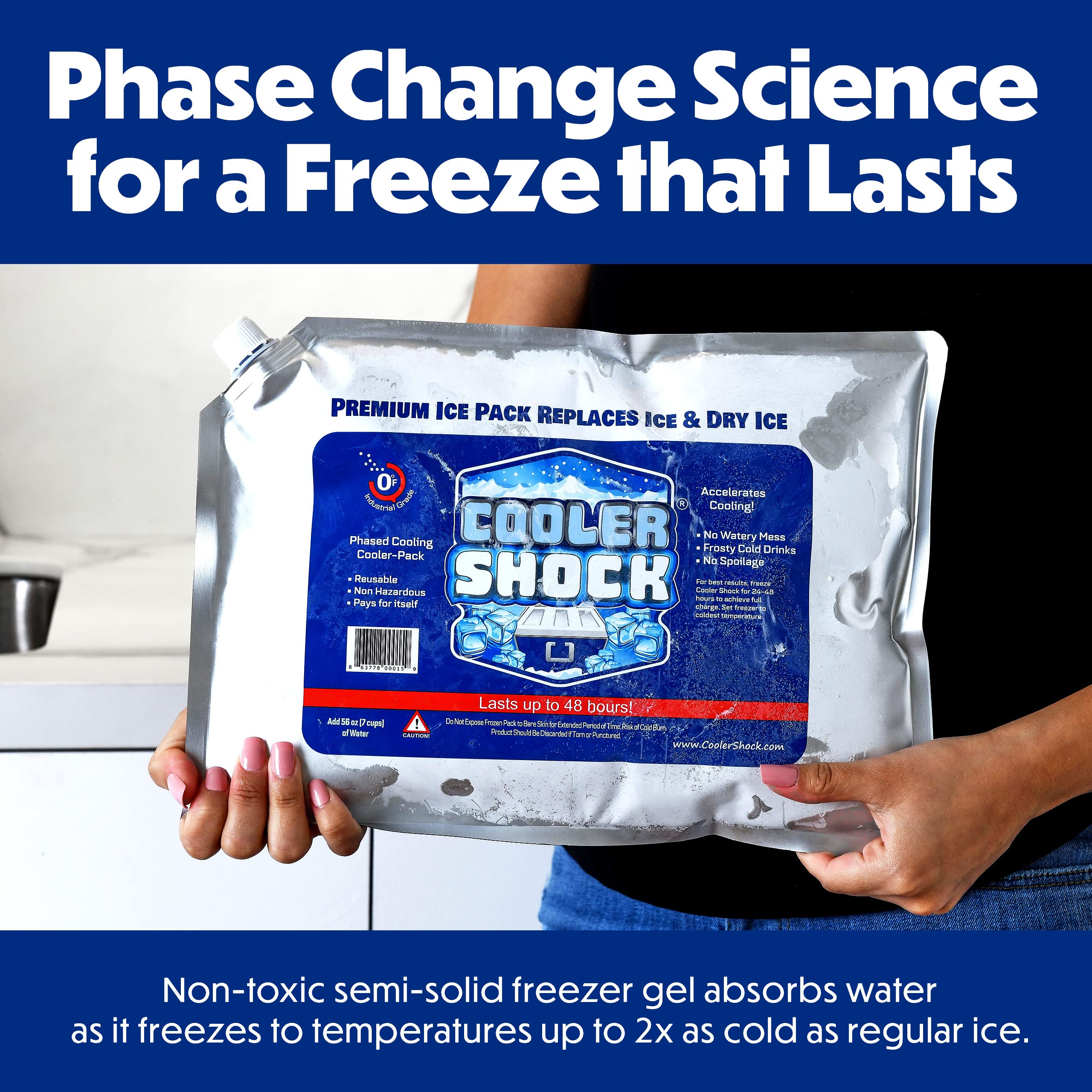 Cooler Shock Ice Packs for Cooler - Long Lasting Reusable Freezer Packs for Coolers - Cooler Ice Packs for Camping Gear, Fishing, Road Trips, Beach Must Haves, Large