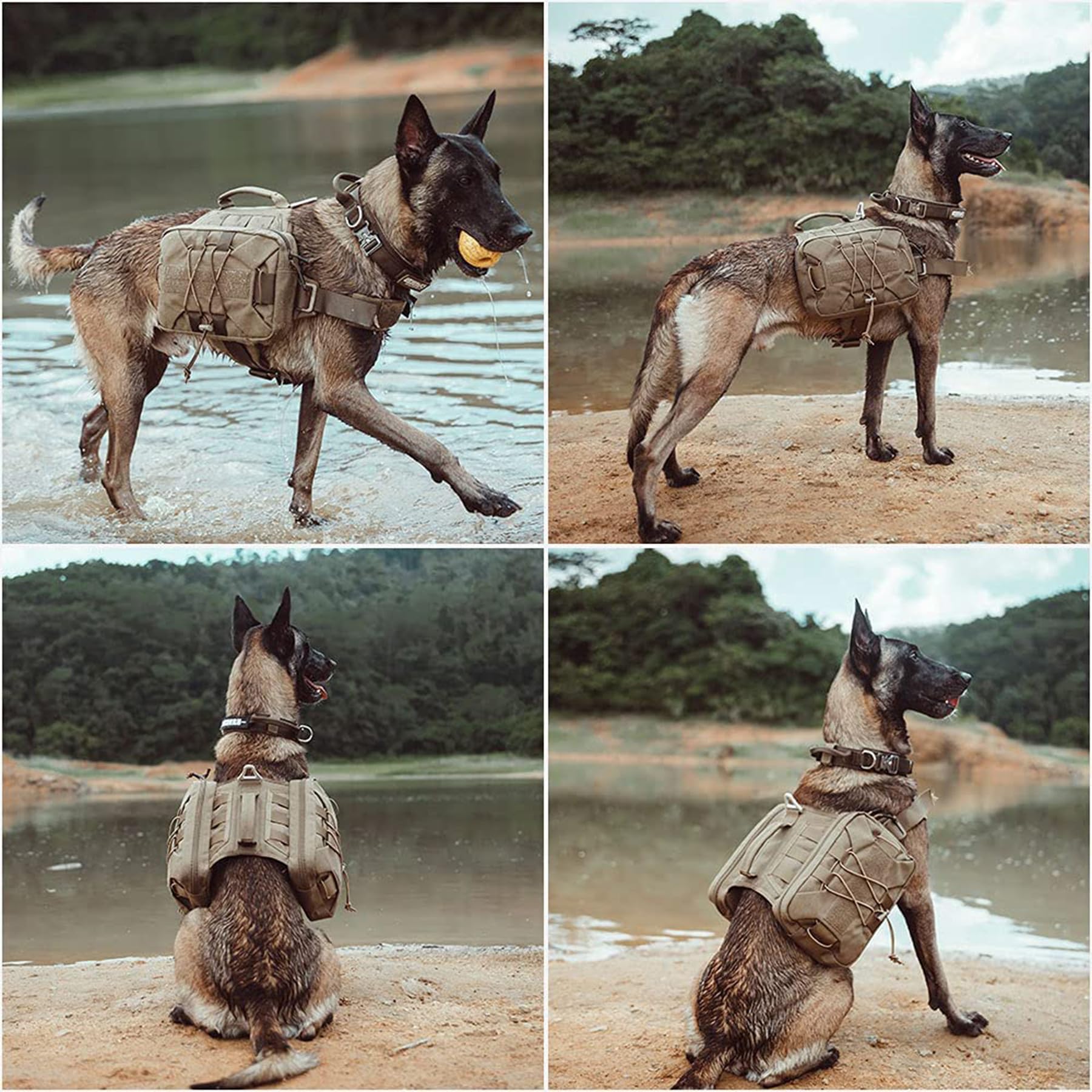 EXCELLENT ELITE SPANKER Dog Pack Hound Dog Saddle Bag Backpack for Travel Camping Hiking Medium & Large Dog with 2 Capacious Side Pockets(RGN-L)