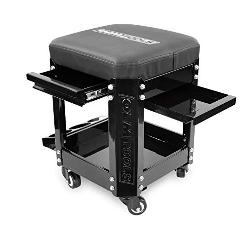OEMTOOLS 24994 Workshop Creeper Seat, Rolling Stool with Tool Storage, Mechanic Stool for Garage Work, 280 lb Capacity