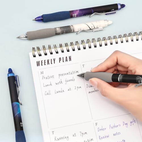 BAYTORY 6Pcs Retractable Erasable Gel Pens, Black Ink Pen with Eraser Clear, Smooth Writing Comfortable to Use for Note Taking Marking Planner Crossword Puzzles (Black)