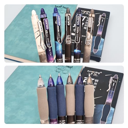 BAYTORY 6Pcs Retractable Erasable Gel Pens, Black Ink Pen with Eraser Clear, Smooth Writing Comfortable to Use for Note Taking Marking Planner Crossword Puzzles (Black)