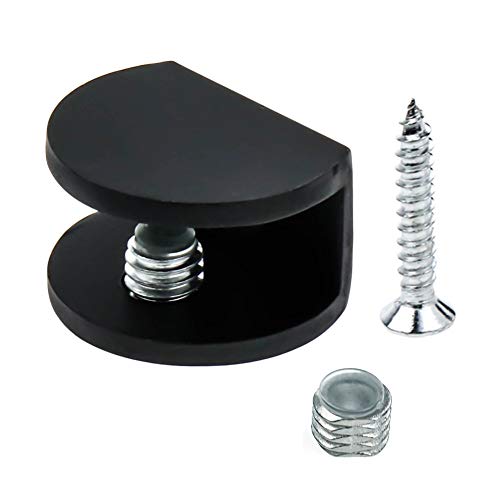 LC LICTOP Adjustable Aluminum Alloy Glass Clamp Clip Holder Black Half Round for 0.2"-0.31" Glass 16pcs