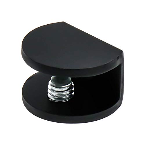 LC LICTOP Adjustable Aluminum Alloy Glass Clamp Clip Holder Black Half Round for 0.2"-0.31" Glass 16pcs