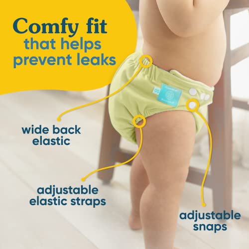 Charlie Banana Baby Washable and Reusable Cloth Diapers, 5 Soft Pocket Diapers and 5 Absorbent Inserts, One-Size, My First Diaper Pastel