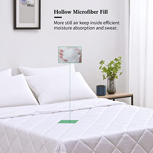 LAVANCE 100% Viscose Made from Bamboo Comforter Queen Size Lightweight Silky Down Alternative Duvet Insert All Season Soft Comforter - White, 90x90 Inches