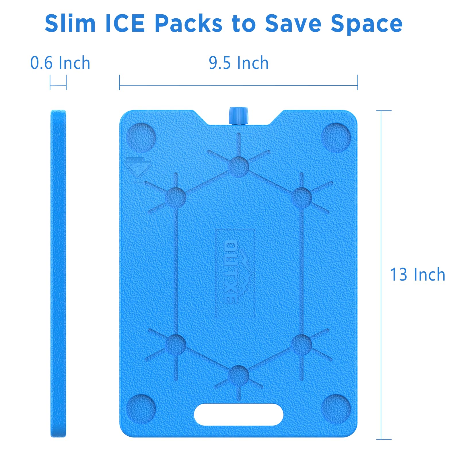 OUTXE Large Ice Packs for Coolers 3-Pack 9.5 * 13 Inch Slim Space Saving Reusable Long Lasting Cold Freezer Packs for Coolers Keep Food Fresh