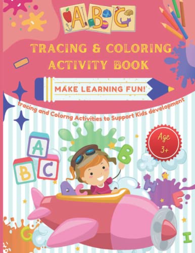 Tracing & Coloring Activity Book: pre-handwriting practice activity book, coloring activity book, pencil control workbook for kindergarten, black & white interior, 94 pages , size 8.5*11 in