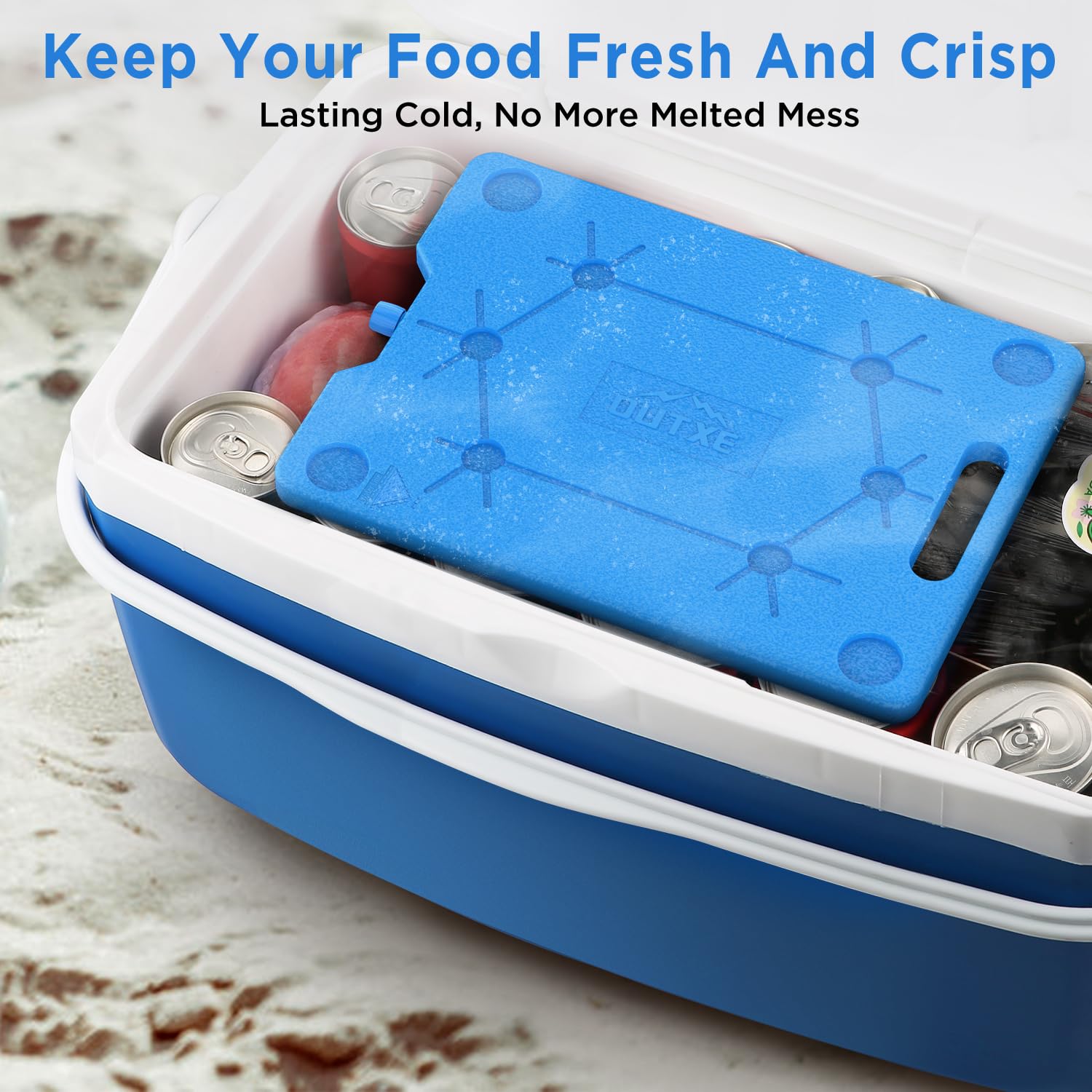 OUTXE Large Ice Packs for Coolers 3-Pack 9.5 * 13 Inch Slim Space Saving Reusable Long Lasting Cold Freezer Packs for Coolers Keep Food Fresh