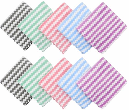 HFGBLG Microfiber Cleaning Cloth Lint Free Cleaning Rags, 10 Pack Fast Drying Dish Rags for Cleaning, Super Absorbent Kitchen Dish Cloths for Wash Dishes,12 in x 12 in, Mix Color