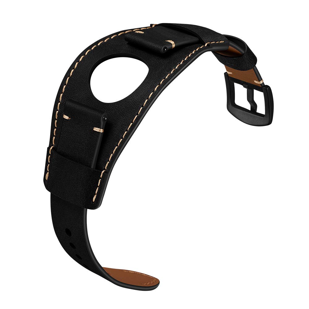 Balerion Cuff Genuine Leather Watch band,Compatible with Samsung Galaxy Watch 3 45mm, Galaxy Watch 46mm,Gear S3,Fossil Q Explorist,other Standard 22mm Lug Width Watch,Black