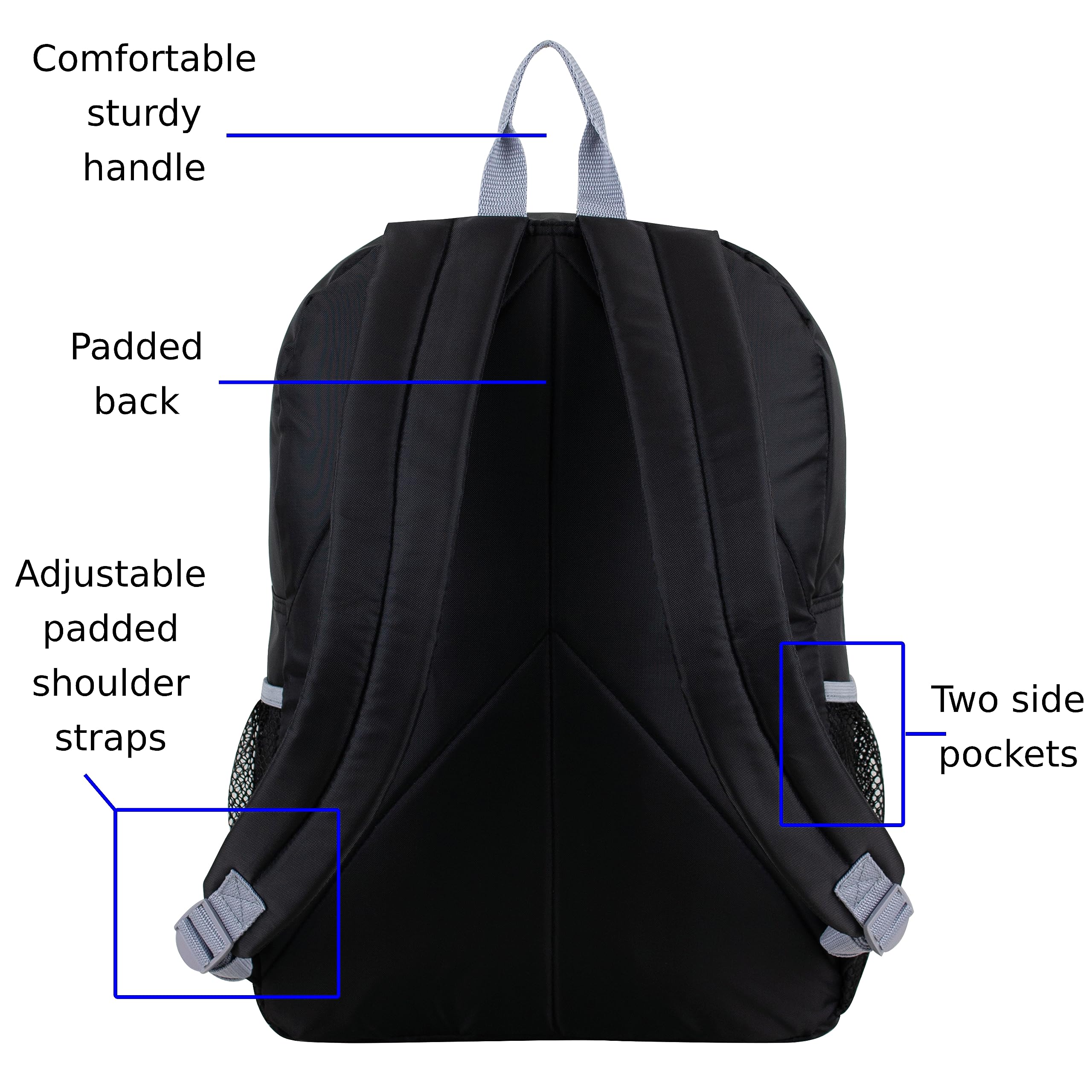 FUEL Lunch Backpack Set Teens Student Water Resistant Bookbag Bag Soft Reusable Insulated Cooler Lunch Box Thermal Travel Office Lunch Bag, Black
