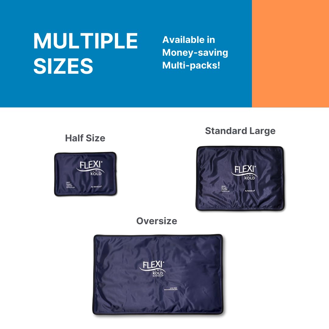 2 FlexiKold Gel Ice Packs - Ice Packs for Injuries Reusable, Back Pain Relief, Knee Ice Pack Wrap, After Surgery, Ice Pack for Knee - 6303-COLD-2PK by NatraCure - Medium - 7.5” x 11.5” – 2PK
