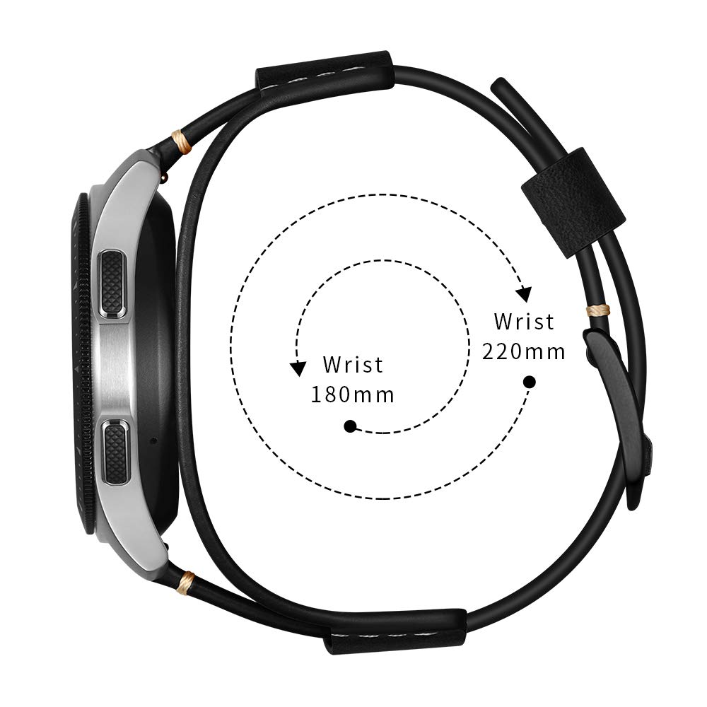 Balerion Cuff Genuine Leather Watch band,Compatible with Samsung Galaxy Watch 3 45mm, Galaxy Watch 46mm,Gear S3,Fossil Q Explorist,other Standard 22mm Lug Width Watch,Black