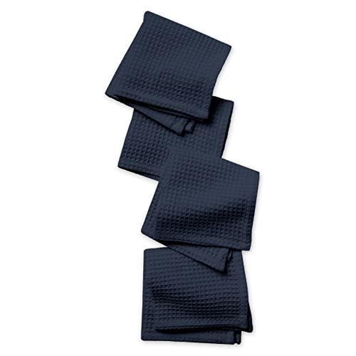 Encasa Dish Towels Cotton 12x12 in Highly Absorbent and Quick-Drying, Use Once and Wash Cleaning, Ultra-Soft Multipurpose Kitchen Dish Cloths | Pack of 12 | Navy