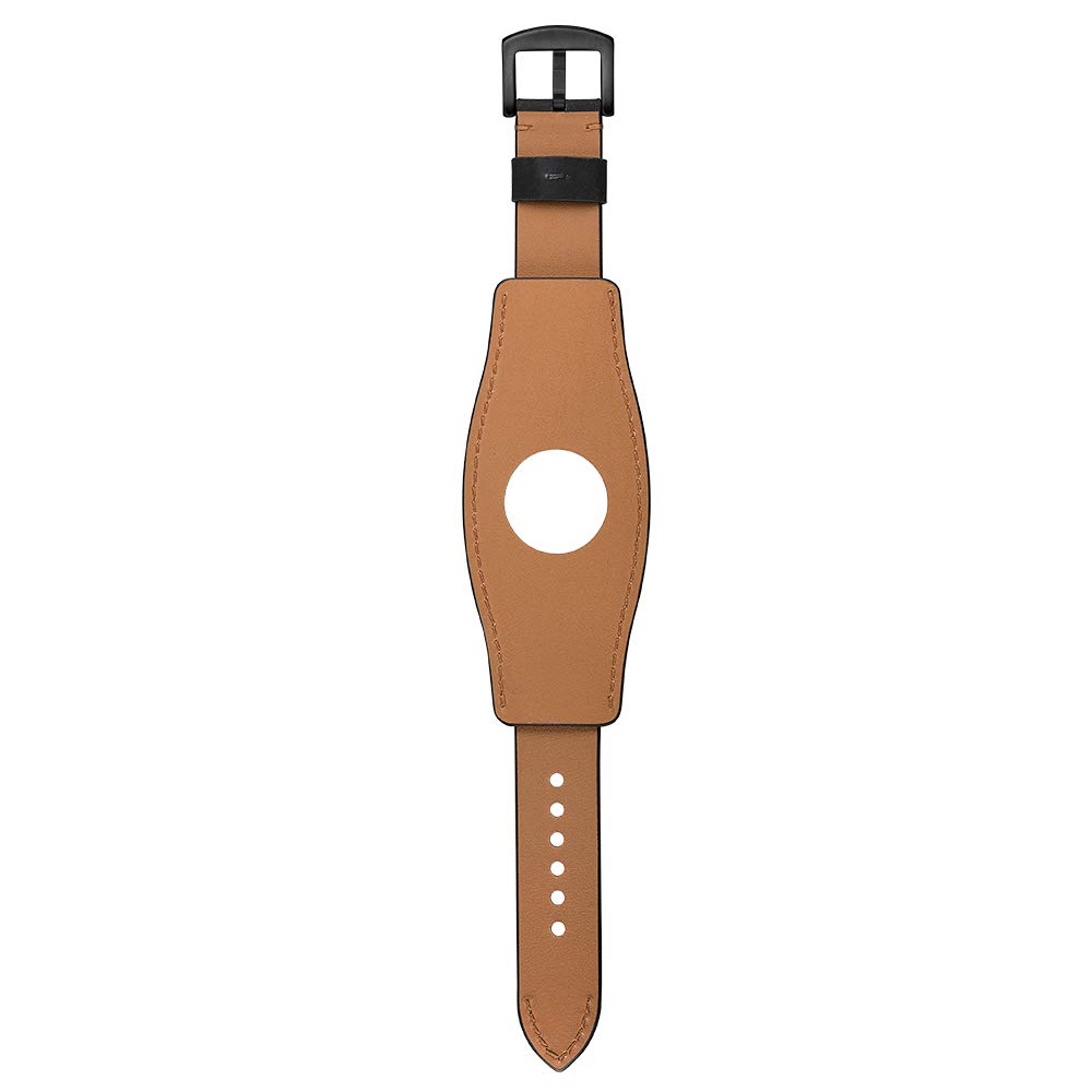 Balerion Cuff Genuine Leather Watch band,Compatible with Samsung Galaxy Watch 3 45mm, Galaxy Watch 46mm,Gear S3,Fossil Q Explorist,other Standard 22mm Lug Width Watch,Black