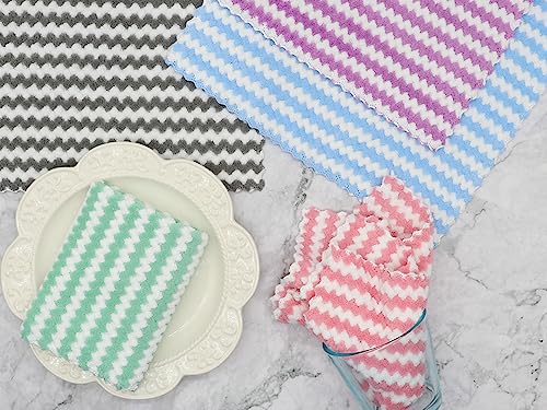 HFGBLG Microfiber Cleaning Cloth Lint Free Cleaning Rags, 10 Pack Fast Drying Dish Rags for Cleaning, Super Absorbent Kitchen Dish Cloths for Wash Dishes,12 in x 12 in, Mix Color