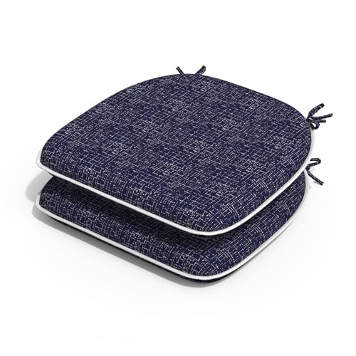 Melody Elephant Outdoor Chair Cushions Set of 2, Water Resistant Patio Chair Pads with Ties, Seat Cushions for Home Garden Furniture Decoration, 16"x17", Rave Indigo