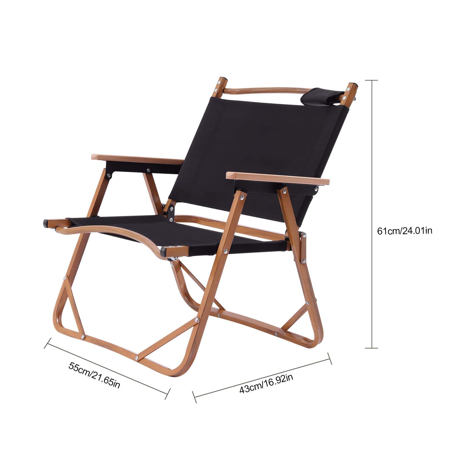 BANLICALI Camping Chairs, Folding Camping Chair, Portable Outdoor Folding Chair for Camping, Traveling, Barbecuing, Picnics Black Load 120kg/264.55lbs