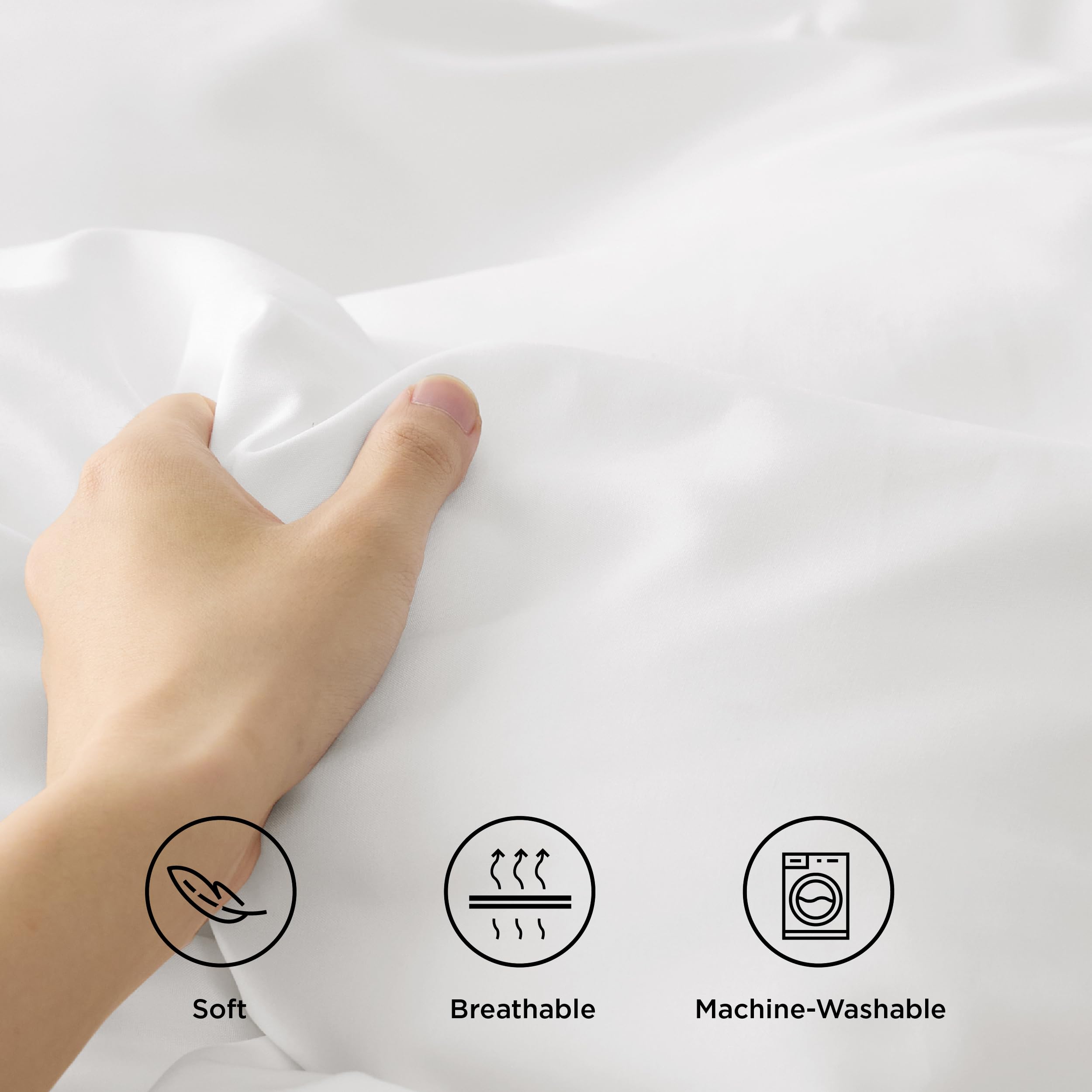 Bedsure White Duvet Cover Queen Size - Polyester & Rayon Derived from Bamboo Cooling Duvet Cover Set (90" x 90"), 3 Pieces with 2 Pillow Shams, Comforter Not Included