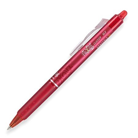 Pilot FriXion Clicker Retractable Erasable Gel Pens, Fine, Red, Blue, Black, 12 Pens