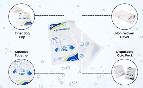 PrimaCare PCP-45 Disposable Instant Cold Therapy Ice Pack for Injuries, First Aid Ice Pack for Instant Pain Relief, 4"x5" Pack of 24