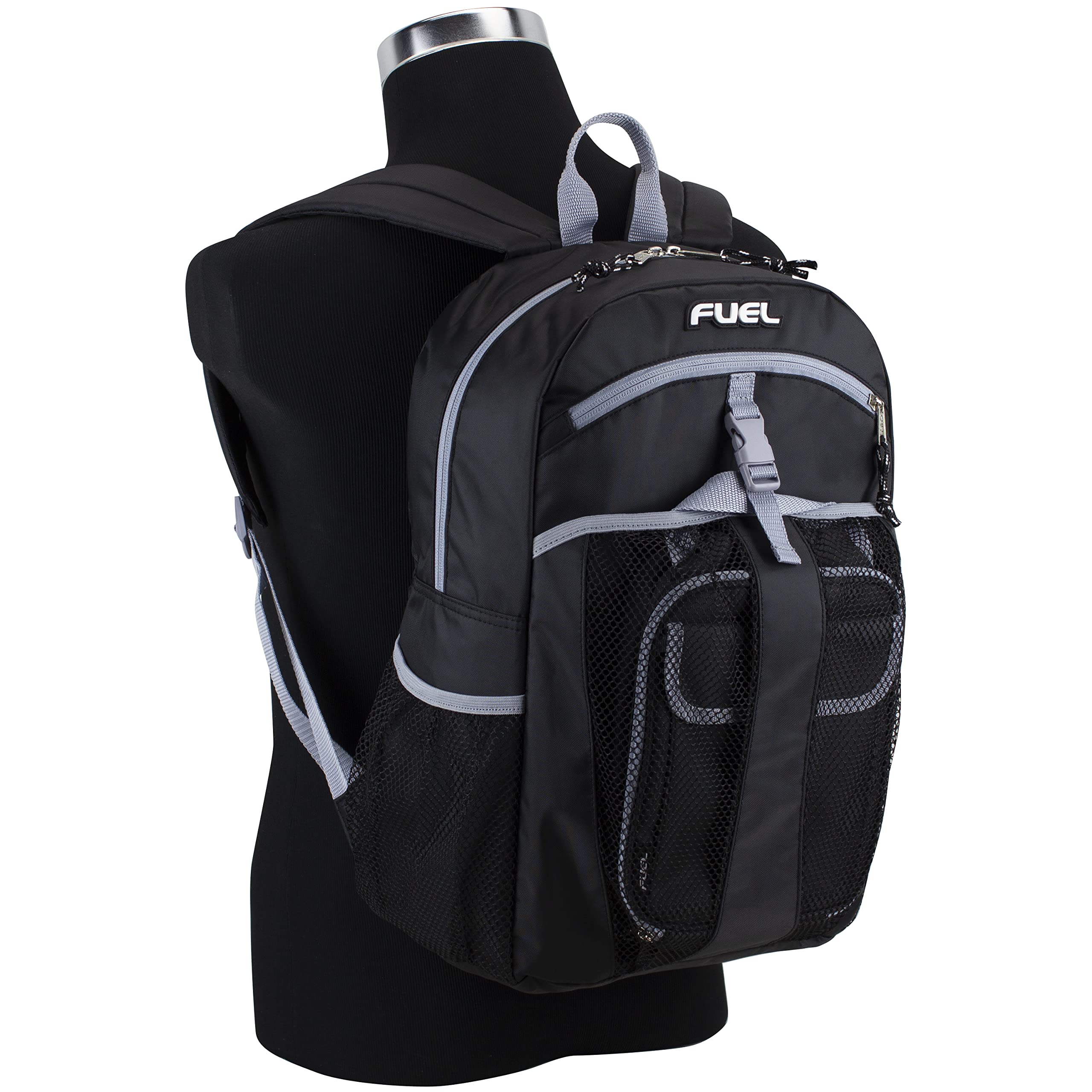 FUEL Lunch Backpack Set Teens Student Water Resistant Bookbag Bag Soft Reusable Insulated Cooler Lunch Box Thermal Travel Office Lunch Bag, Black