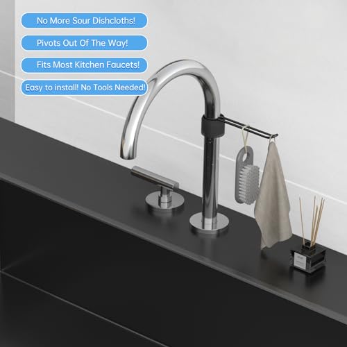 Stylish and Functional Dish Towel Holder - Keep Your Kitchen Rags and Dishcloths Neat and Within Reach with This Sink Dish Cloth Holder and Storage Rack! (Black)