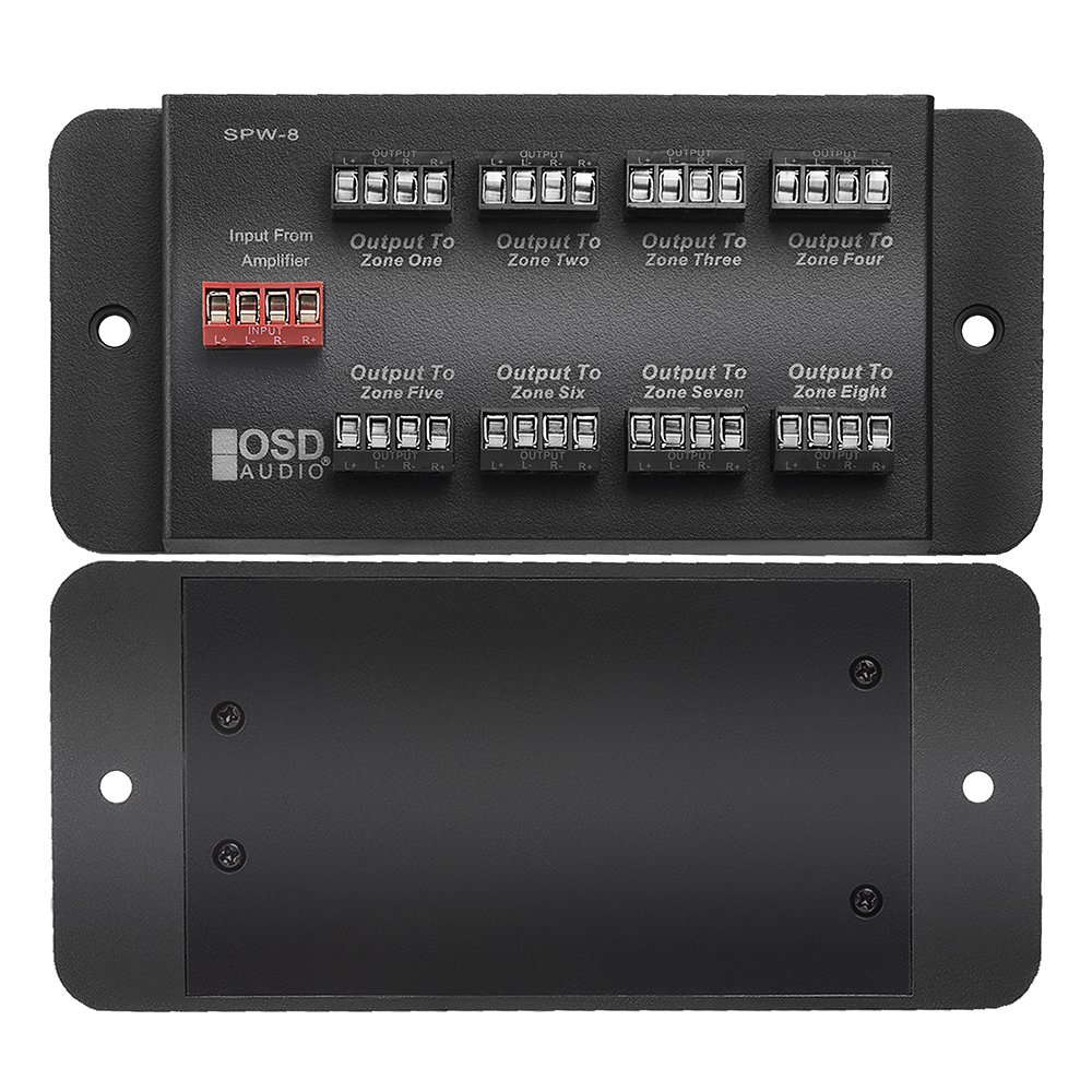 SPW8 Whole House Audio 8-Zone Speaker Distribution Panel Single Audio Input 300W Per Channel - OSD Audio